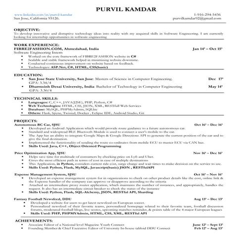 Purvil kamdar resume_2017 | PDF