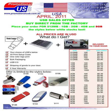 Pusb promo-4-2-1 gb-usd-april-2011 | PDF