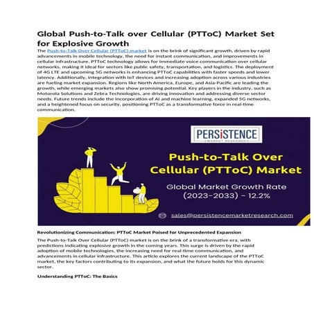 Global Push-to-Talk over Cellular (PTToC) Market Set for Explosive ...