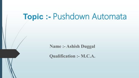 Pushdown Automata Theory Pptx Programming Languages Computing