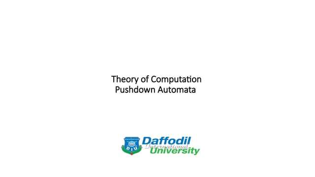 Push Down Automata (PDA) | TOC (Theory of Computation) | NPDA | DPDA | PPTX