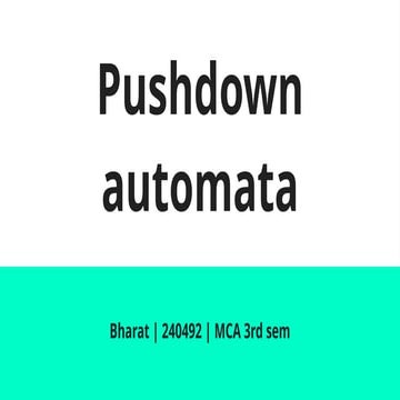 Push Down Automata (PDA) | TOC (Theory of Computation) | NPDA | DPDA | PPTX