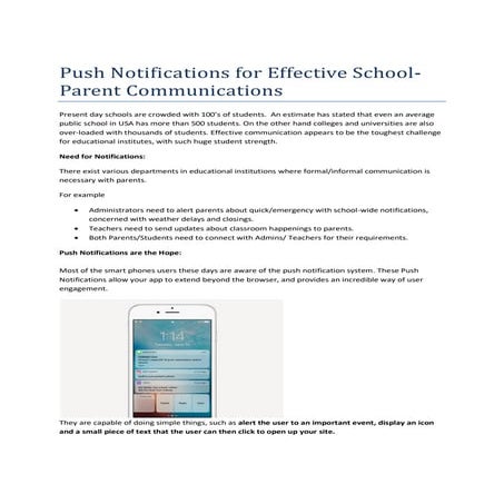 Push Notifications for Effective School- Parent Communications | PDF