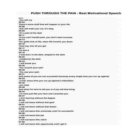 Push through the pain best motivational speech | PDF
