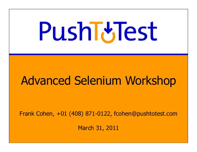 Advanced Selenium Workshop