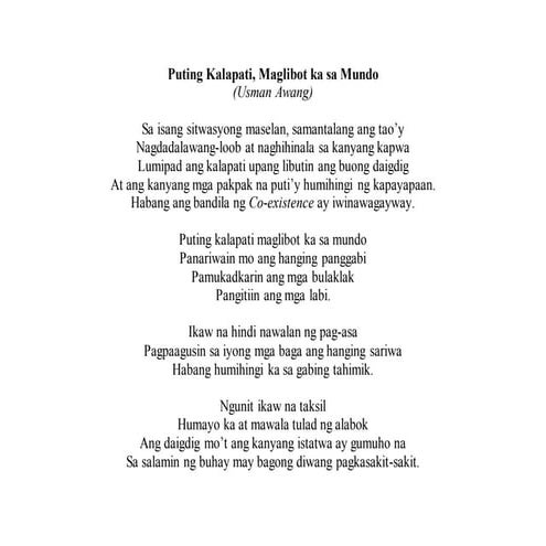 Puting kalapati ni Usman Awang | DOCX