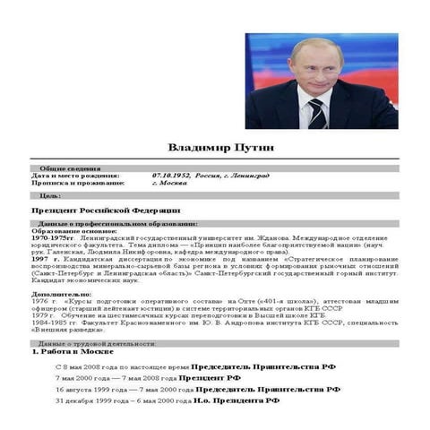 Putin's CV | PPSX
