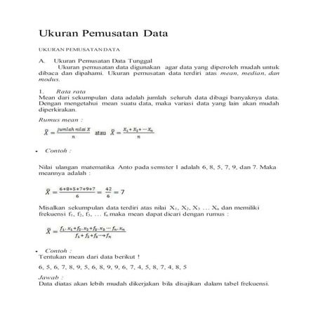 Statistik (ukuran pemusatan data mean, median dan modus). pptx | PPTX