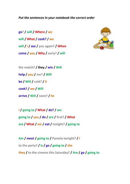 Write sentences using going to... | DOCX