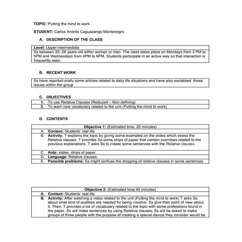 Putting the mind to work lesson plan | DOCX