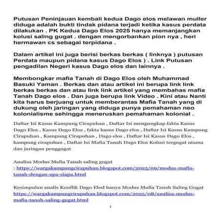 putusan PK kedua Dago Elos ditolak Analisa Muhammad Basuki Yaman terkait ada nya Pidana | PDF