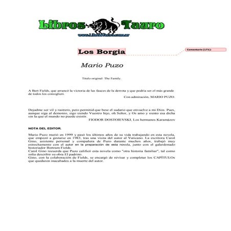 Puzo mario los borgia | PDF
