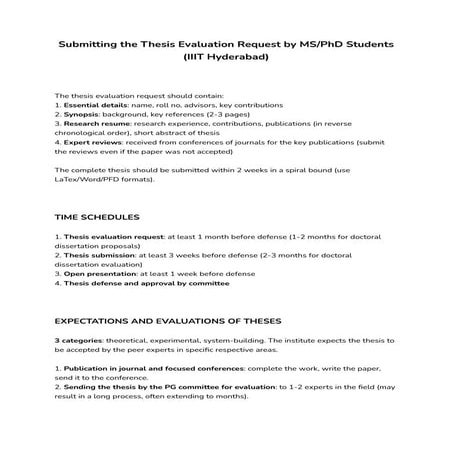 Submitting the Thesis Evaluation Request by MS/PhD Students (IIIT ...