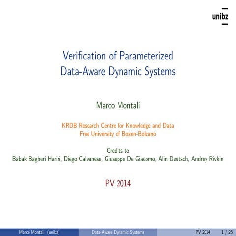 AAMAS 2014 - Montali - Verification of Data-Aware Multiagent Systems | PDF