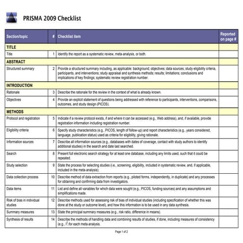 PRISMA 2009 Checklist | PDF