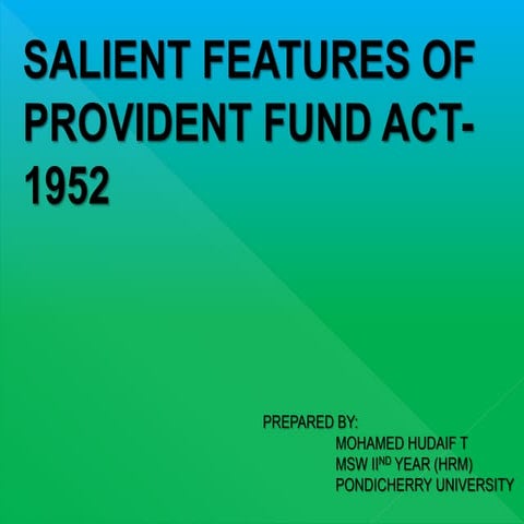 Provident fund act 1952 | PPTX
