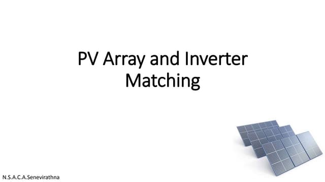 Pv Array And Inverter Matching Ppt