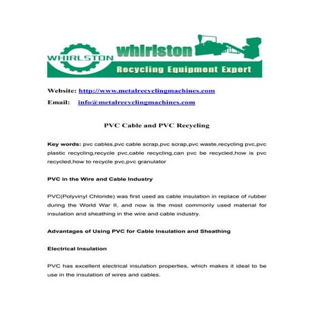 PVC Cable and PVC Recycling | PDF