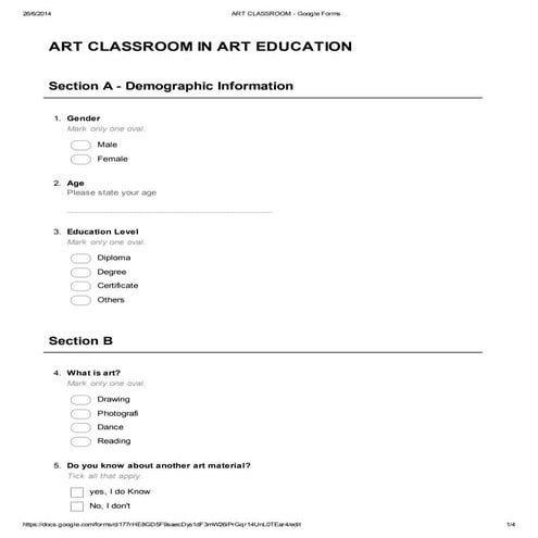 Art classroom google forms | PDF