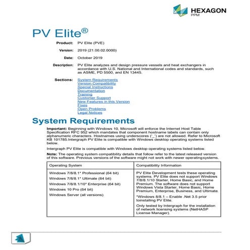 PV Elite 2019 Service Pack 2 (Version 21.00.02.0000). | PDF