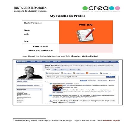 Writing: my facebook profile | DOCX