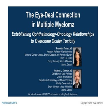 The Eye-Deal Connection in Multiple Myeloma: Establishing Ophthalmology ...