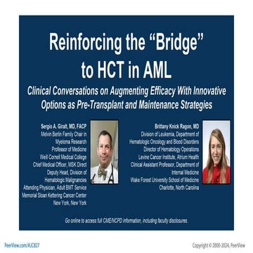 Reinforcing the “Bridge” to HCT in AML: Clinical Conversations on ...