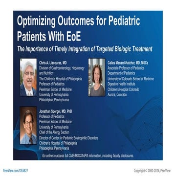 Optimizing Outcomes for Pediatric Patients With EoE: The Importance of ...