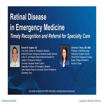 Retinal Disease in Emergency Medicine: Timely Recognition and Referral ...