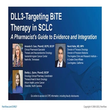 DLL3-Targeting BiTE Therapy in SCLC: A Pharmacist’s Guide to Evidence and Integration | PPT