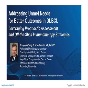 Addressing Unmet Needs for Better Outcomes in DLBCL: Leveraging ...
