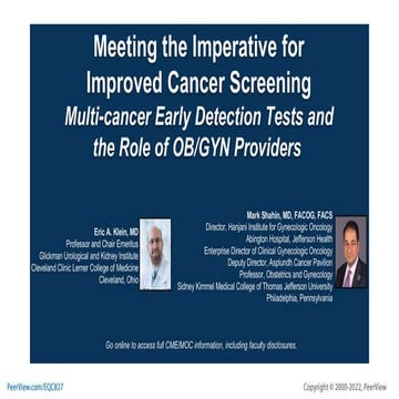 Meeting the Imperative for Improved Cancer Screening Through Multi ...