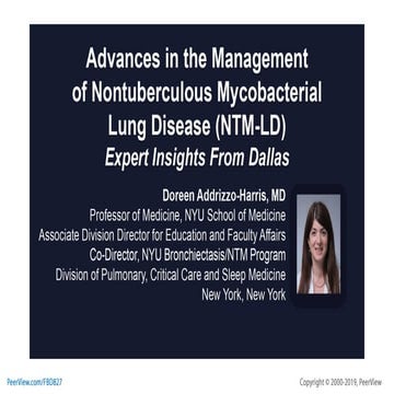 Advances in the Management of Nontuberculous Mycobacterial Lung Disease (NTM-LD): Expert ...
