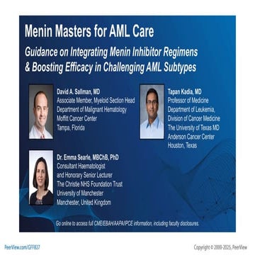 Menin Masters for AML Care: Guidance on Integrating Menin Inhibitor ...