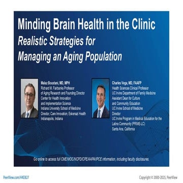 Minding Brain Health in the Clinic: Realistic Strategies for Managing an Aging Population | PPT