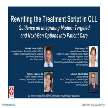 Rewriting the Treatment Script in CLL: Guidance on Integrating Modern ...