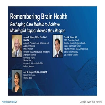 Remembering Brain Health: Reshaping Care Models to Achieve Meaningful ...