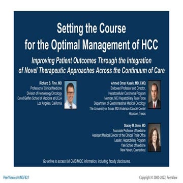 Setting the Course for the Optimal Management of HCC: Improving Patient ...