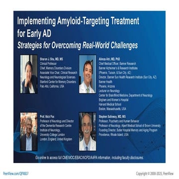 Implementing Amyloid-Targeting Treatment for Early AD: Strategies for ...