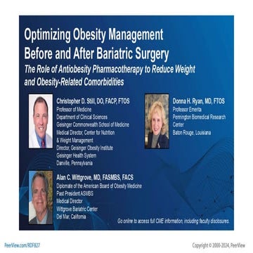 Optimizing Obesity Management Before and After Bariatric Surgery: The ...