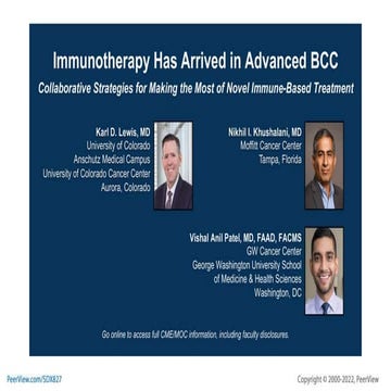 Immunotherapy Has Arrived in Advanced BCC: Collaborative Strategies for ...