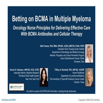 Betting on BCMA in Multiple Myeloma: Oncology Nurse Principles for ...