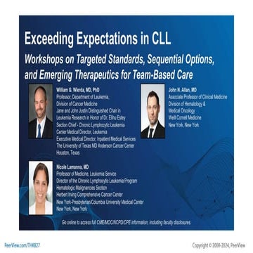 Exceeding Expectations in CLL: Workshops on Targeted Standards ...