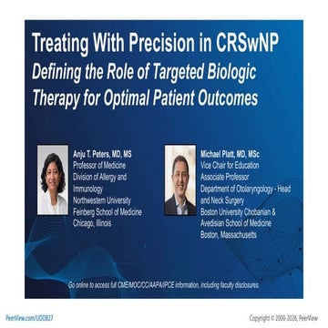 Treating With Precision in CRSwNP: Defining the Role of Targeted ...