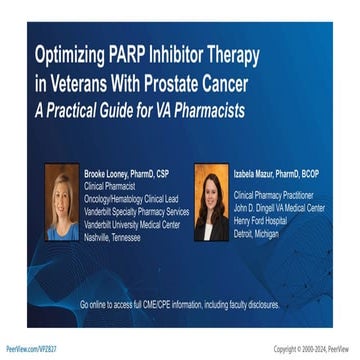 Optimizing PARP Inhibitor Therapy in Veterans With Prostate Cancer: A ...