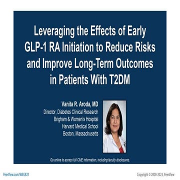 Leveraging Early GLP-1 RA Initiation to Reduce Risks and Improve Long ...