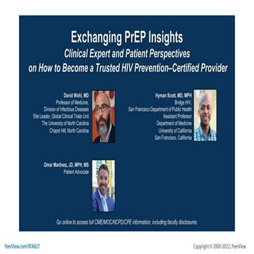 Exchanging PrEP Insights: Clinical Expert and Patient Perspectives on ...