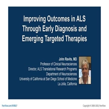 Improving Outcomes in ALS Through Early Diagnosis and Emerging Targeted ...