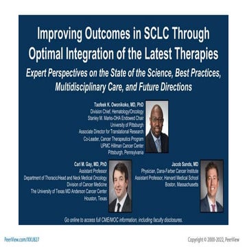 Improving Outcomes in SCLC Through Optimal Integration of the Latest ...
