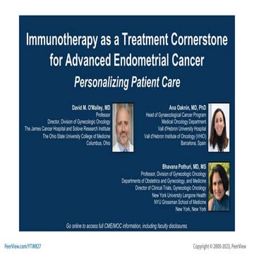 Immunotherapy as a Treatment Cornerstone for Advanced Endometrial ...
